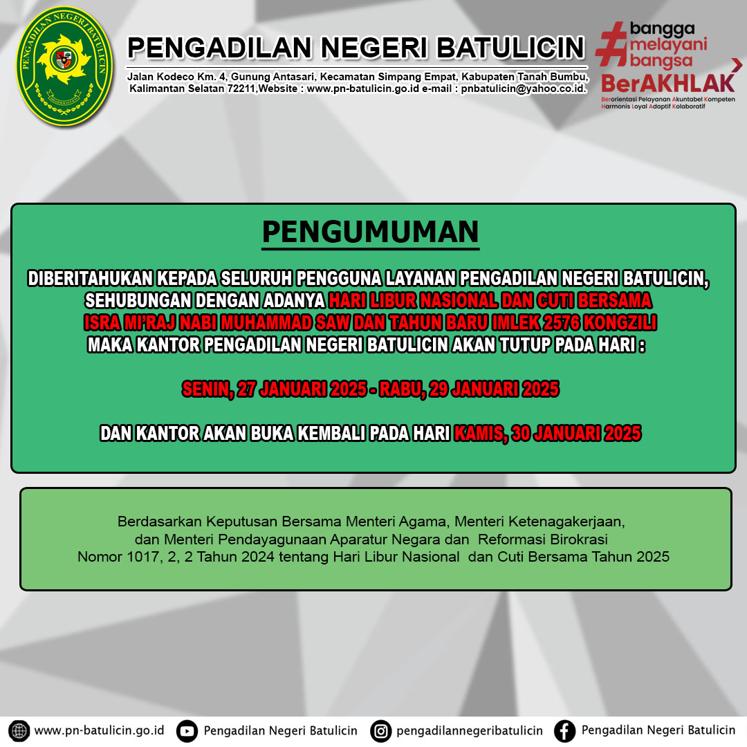 Pengumuman Hari Libur Nasional dan Cuti Bersama Isra Miraj Nabi ...